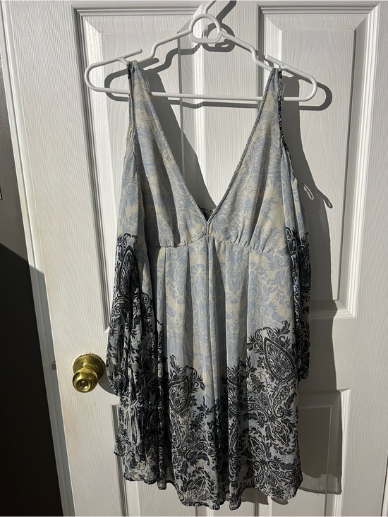 Free People | Dresses | Free People Paisley Mini Dress In Light Blue ...